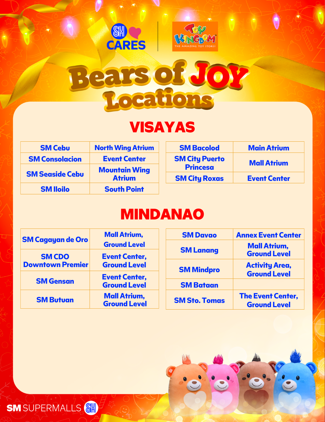 Bears of Joy 2024 Locations | SM Supermalls
